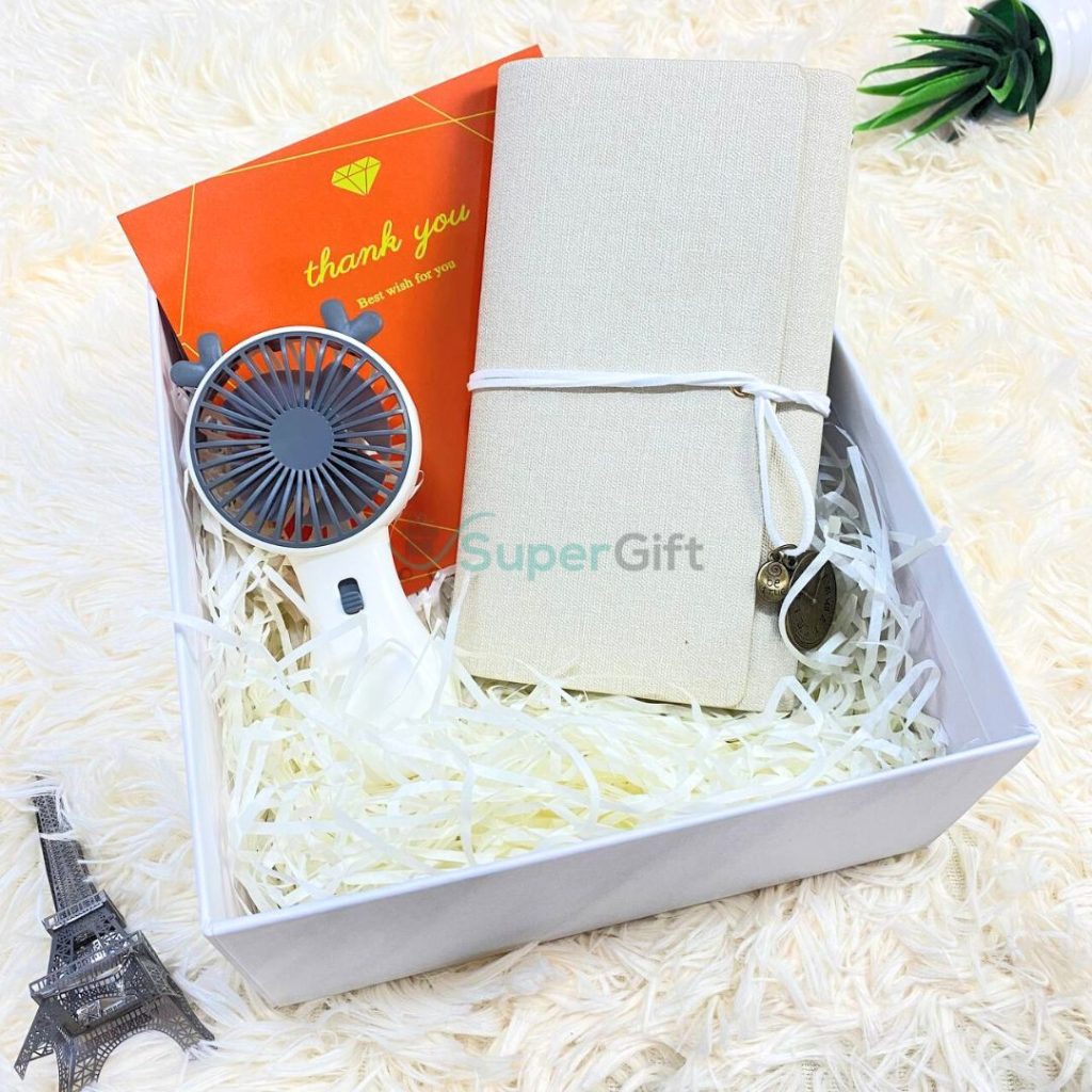 Personalized Diary Journal with Mini Hand Fan Engraving Gift Set ...